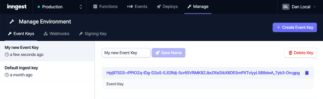 Creating an Event Key - Inngest Documentation