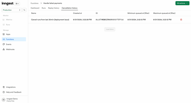Function runs Bulk Cancellation - Inngest Documentation