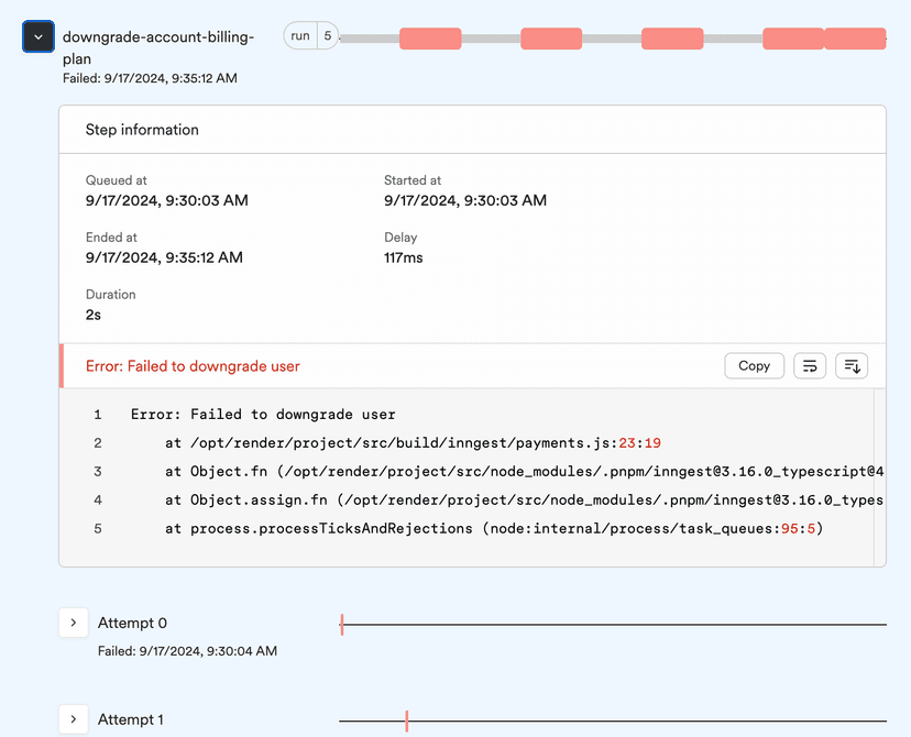 Inspecting a Function run - Inngest Documentation