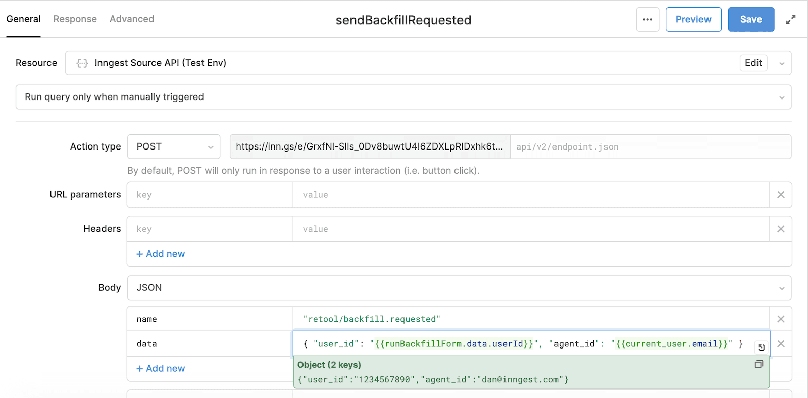Trigger your code from Retool - Inngest Documentation