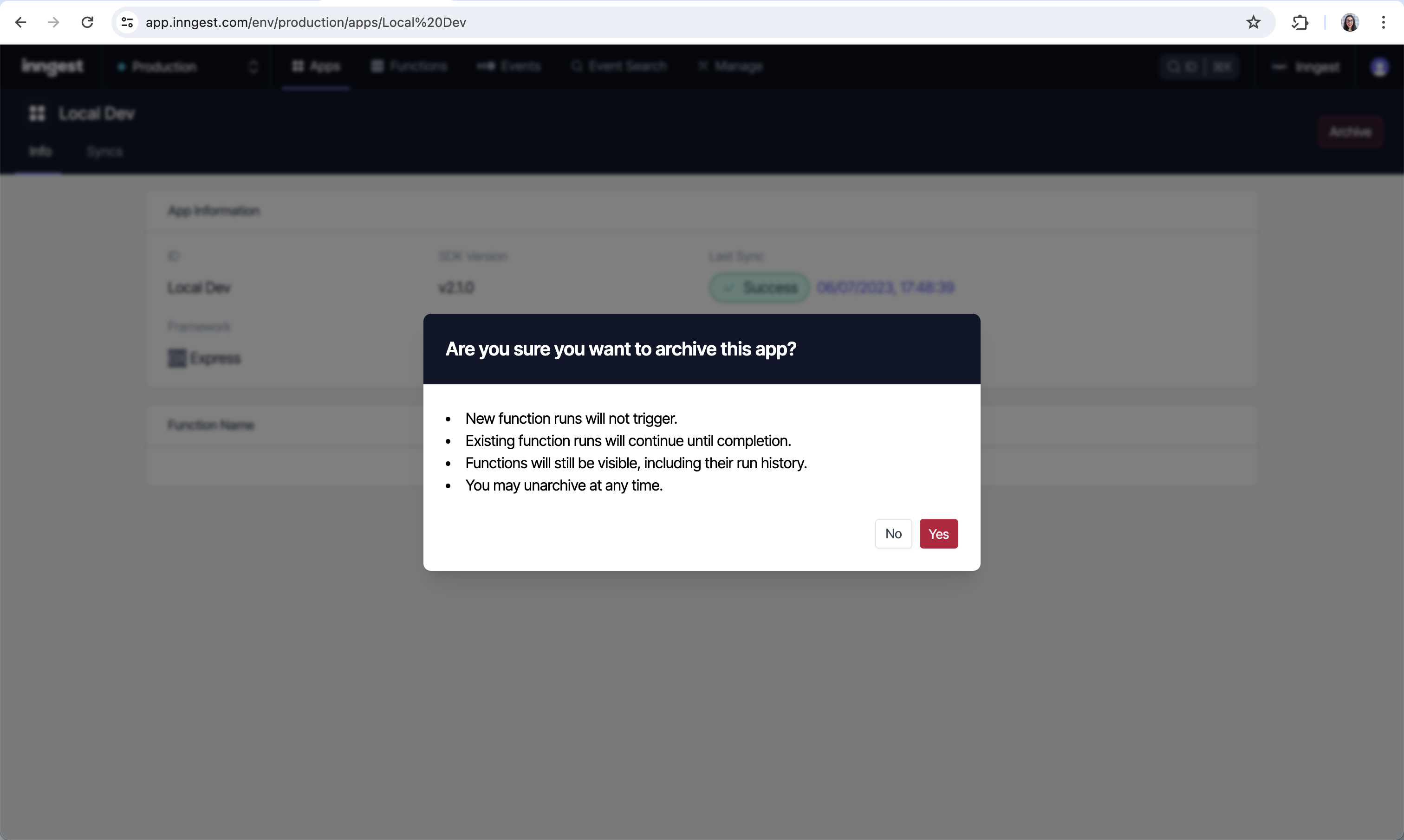 Working With Apps Inngest Documentation