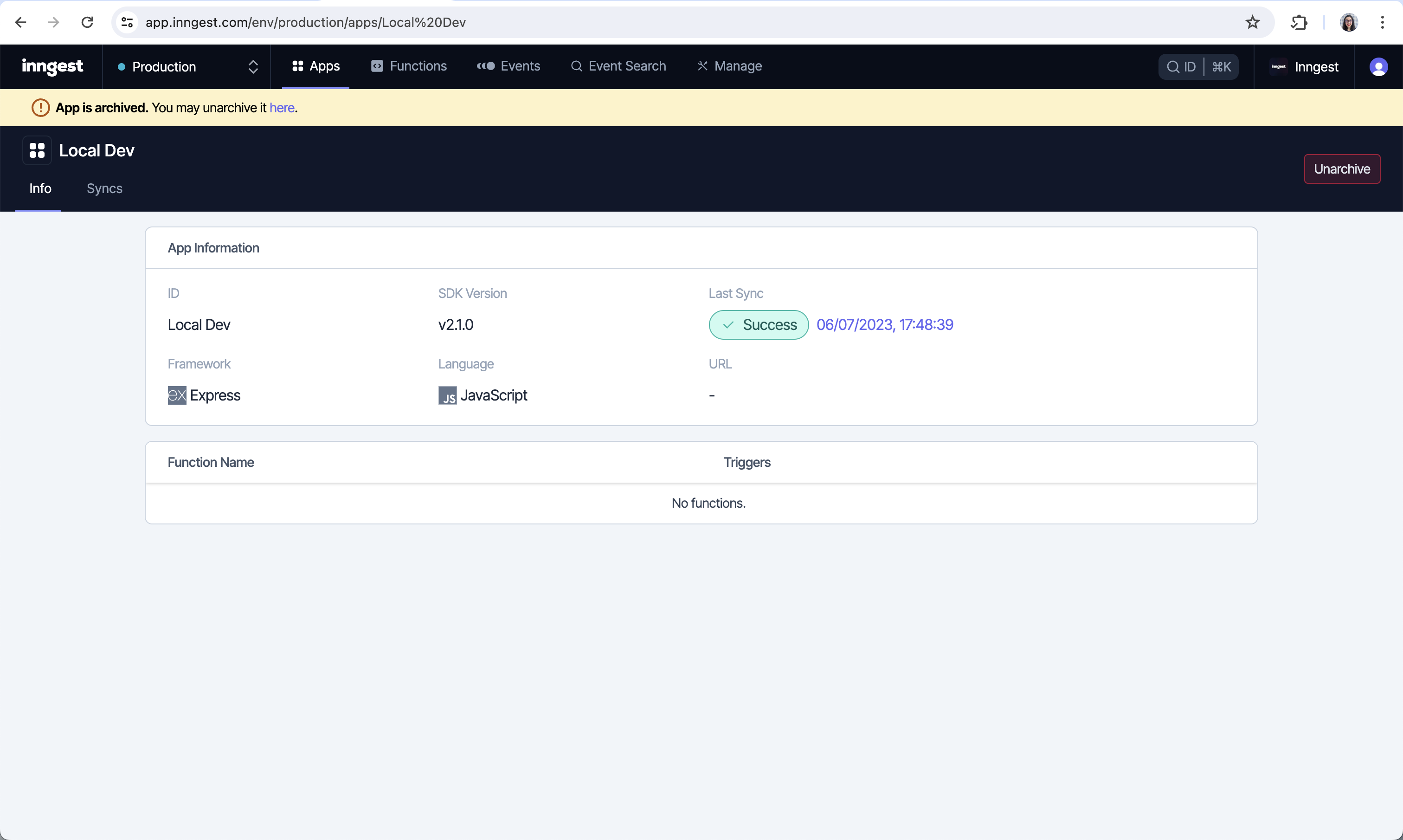 Working with Apps - Inngest Documentation
