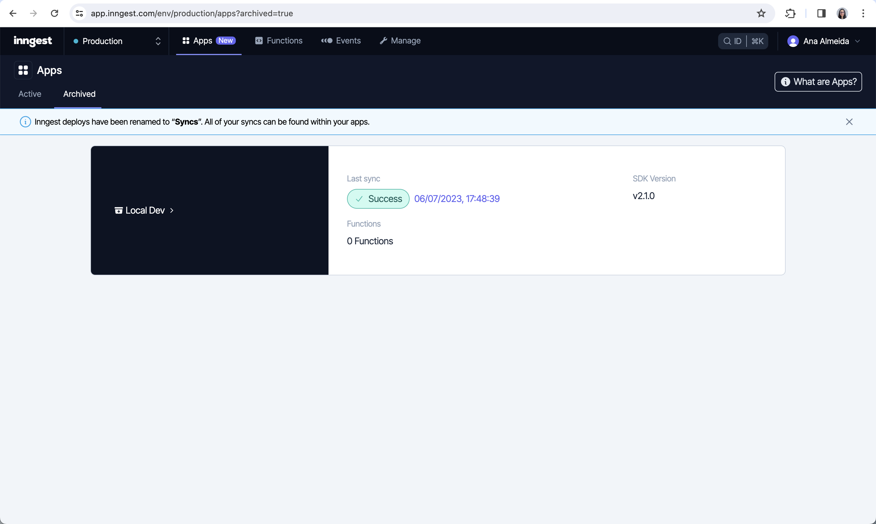 Working with Apps - Inngest Documentation